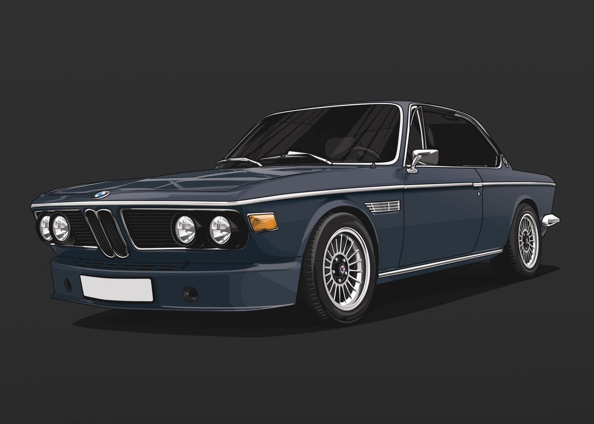 'BMW 3 0 CS E9 1974 Alpina' Poster, picture, metal print, paint by ...