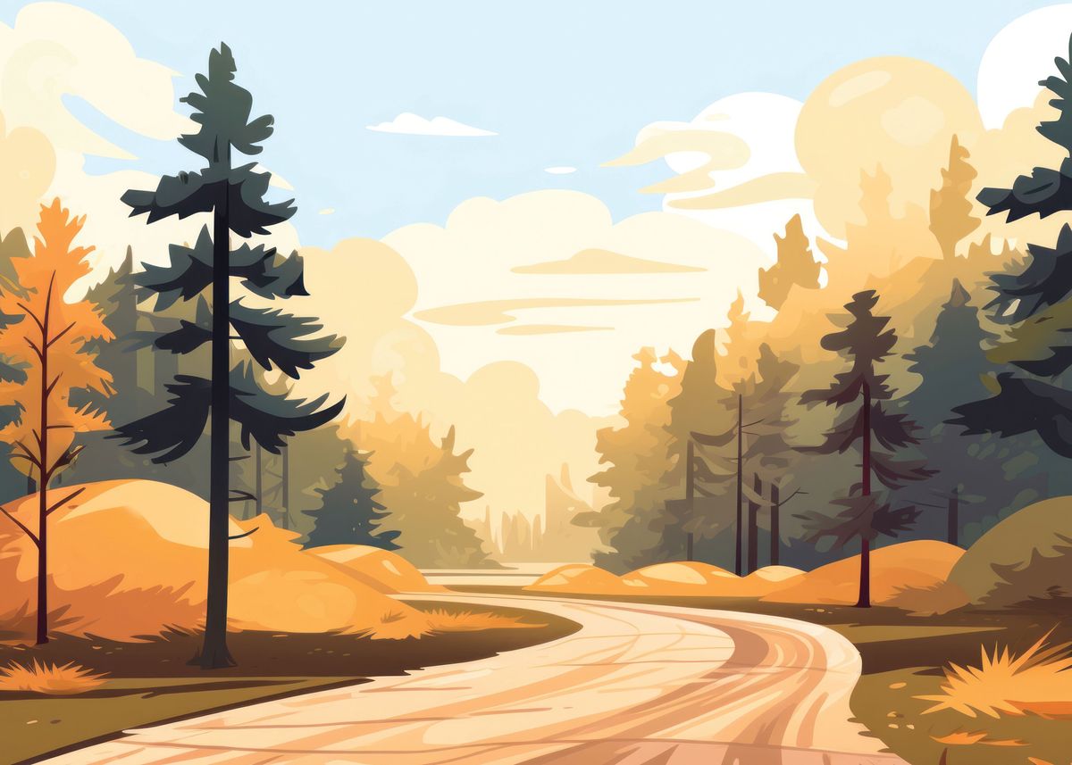 'Road landscape sunlight ' Poster, picture, metal print, paint by Flo ...