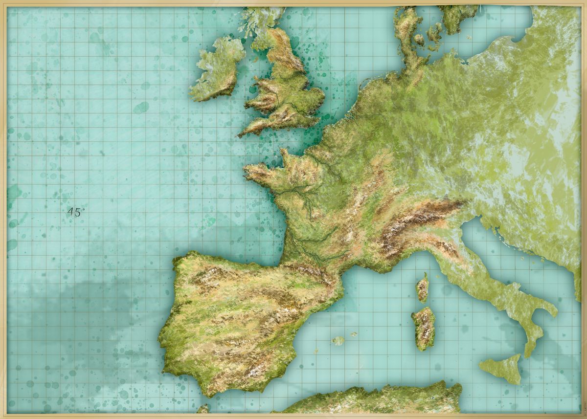 'WESTERN EUROPE MAP' Poster, picture, metal print, paint by Enzo ...