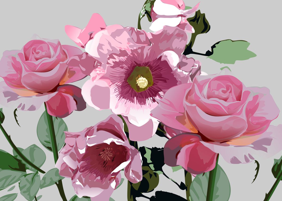 'flowers flowers' Poster, picture, metal print, paint by Nesrin ...