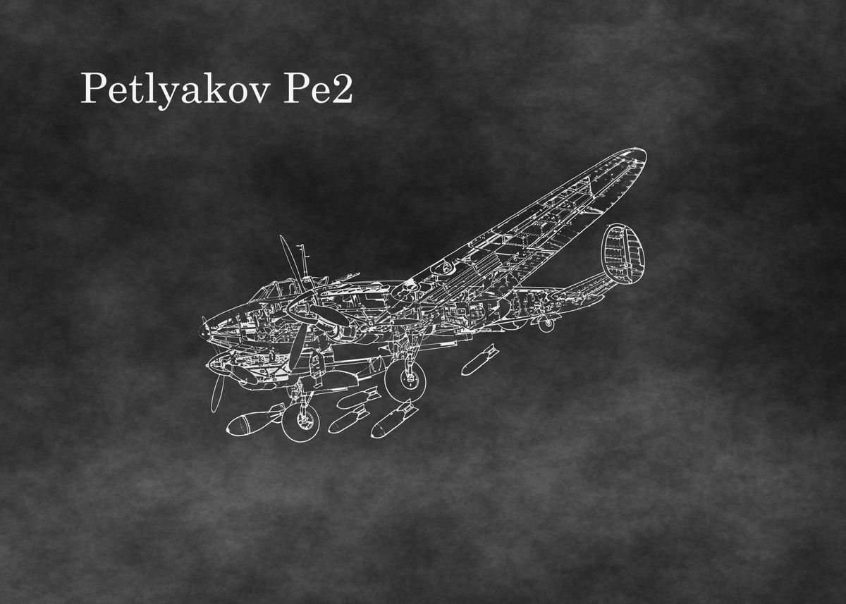 'Petlyakov Pe2 ' Poster, picture, metal print, paint by Eng Hadoool | Displate