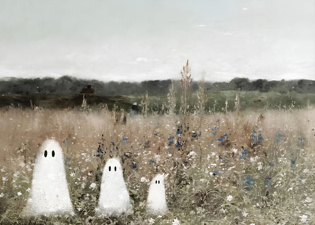 'Vintage Cute Spooky Ghosts' Poster, picture, metal print, paint by ...
