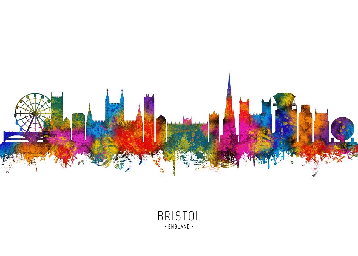 'Bristol England skyline' Poster, picture, metal print, paint by ...