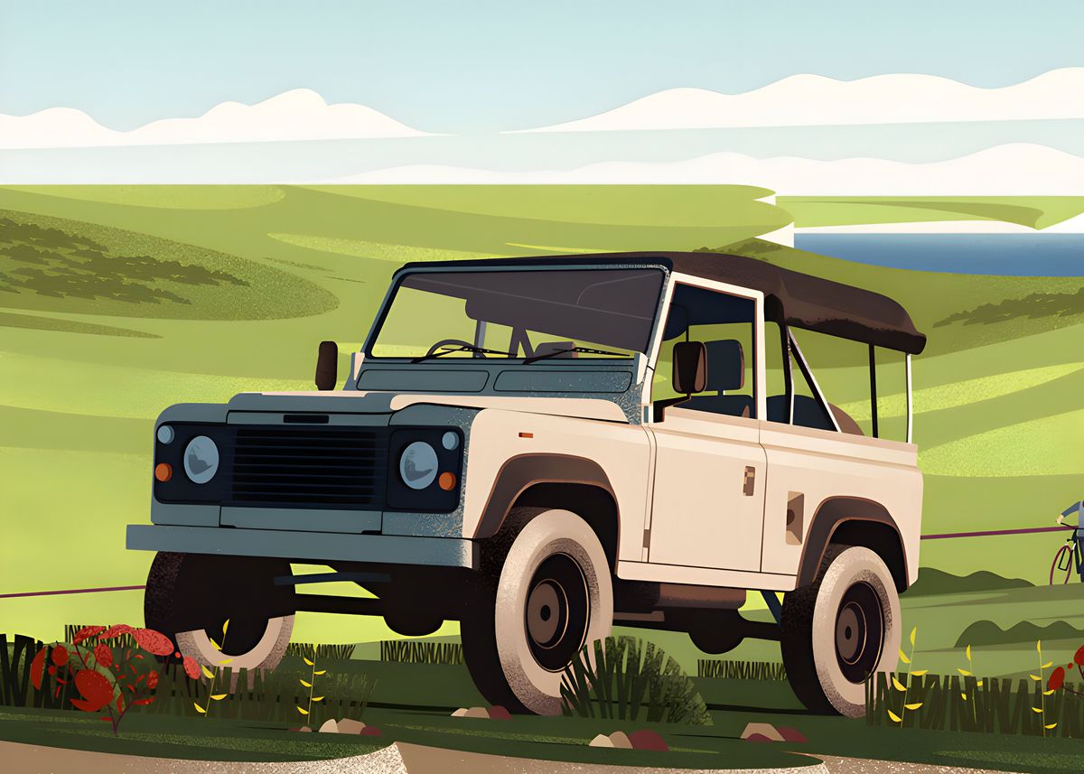 'LAND ROVER DEFENDER 90' Poster, picture, metal print, paint by Osh ...