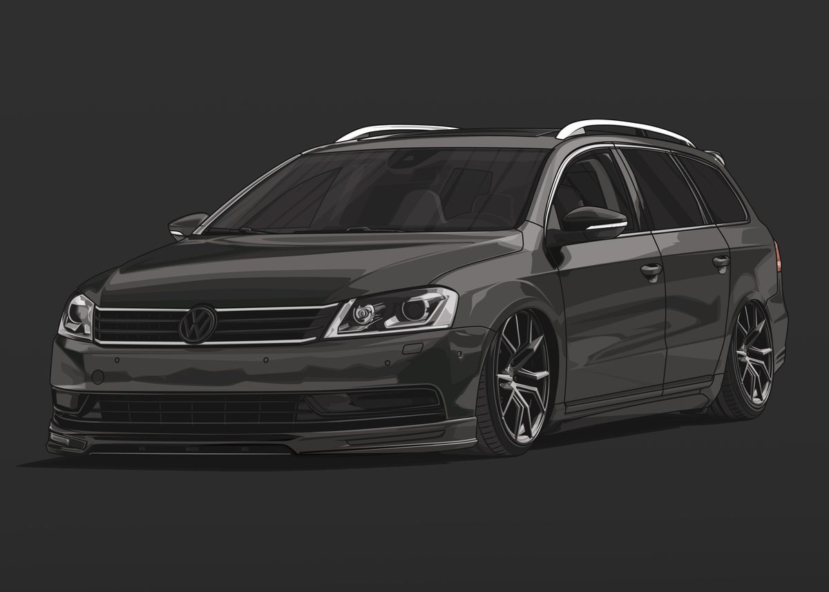 'VW Passat B7 Bagged Grey' Poster, picture, metal print, paint by ...