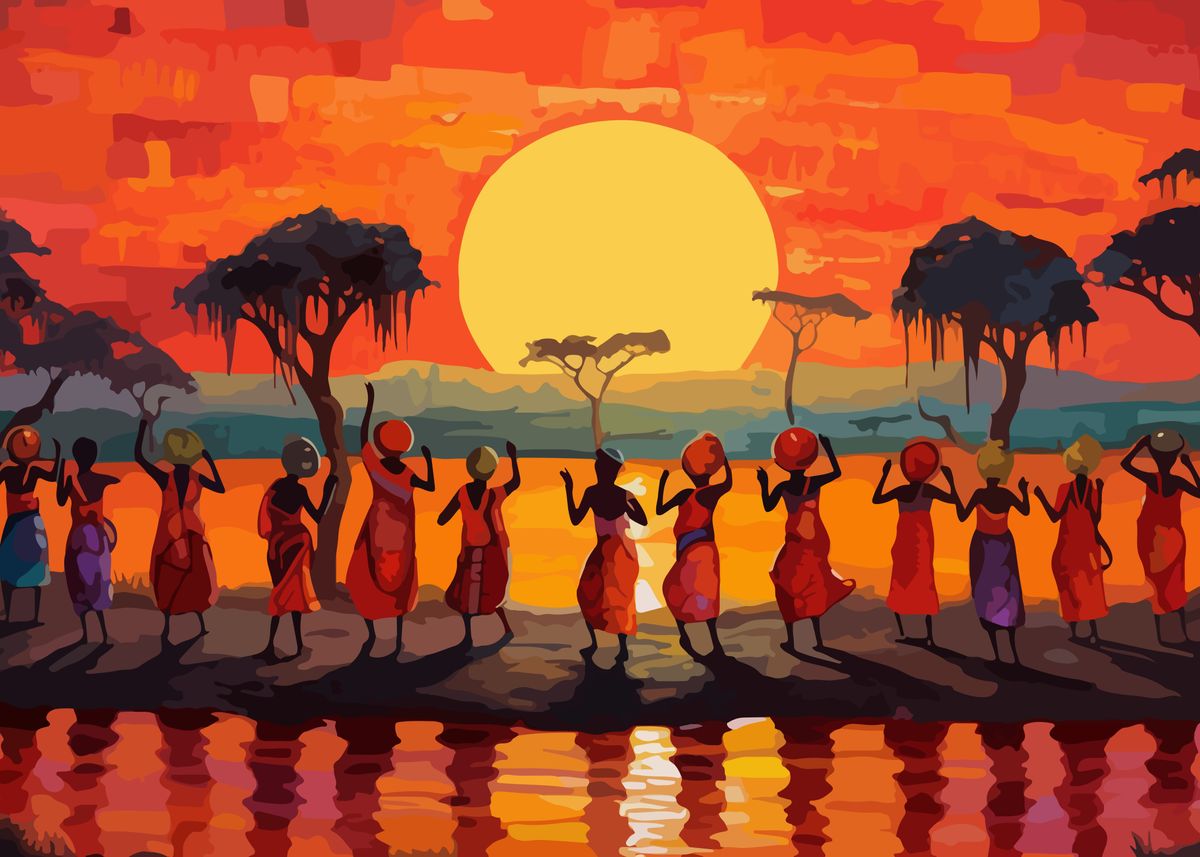 'African mass dance' Poster, picture, metal print, paint by Jan flok ...