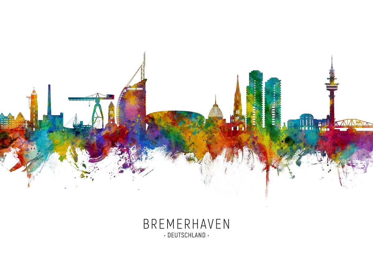 'Bremerhaven Skyline' Poster, picture, metal print, paint by Michael ...