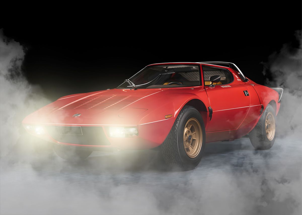 '1973 LANCIA STRATOS HF RED' Poster, picture, metal print, paint by Osh Studio | Displate