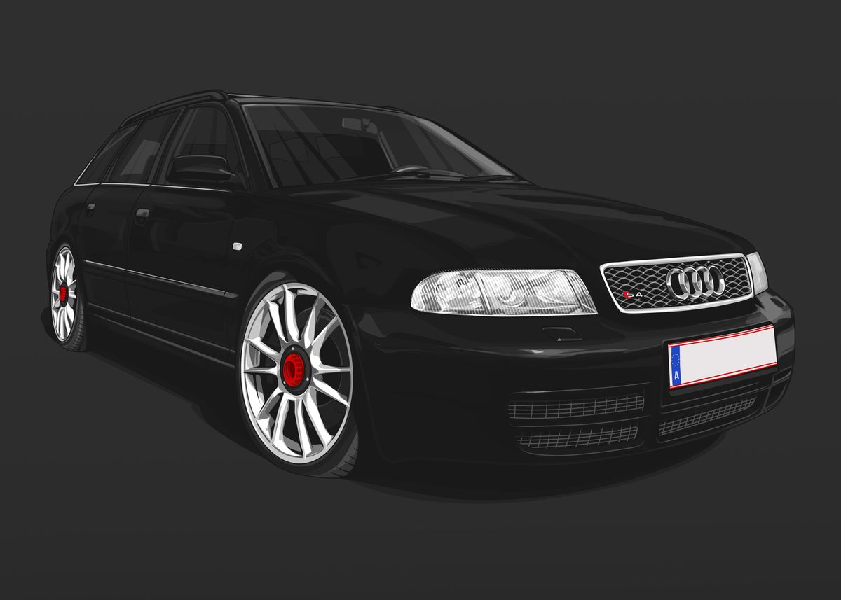'Audi S4 B5 Avant Black' Poster, picture, metal print, paint by ...