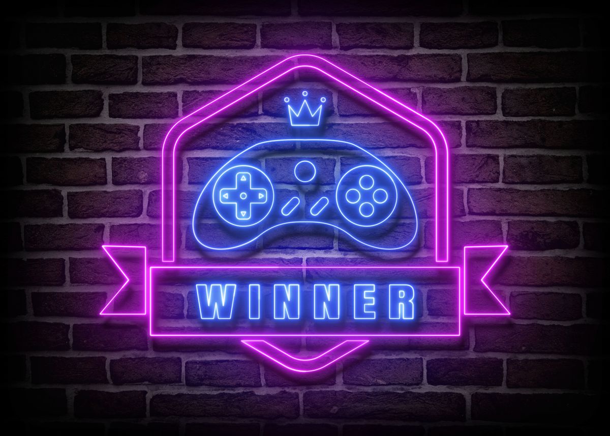'The Winner Neon' Poster, picture, metal print, paint by CRAFTSSSTUDIO ...