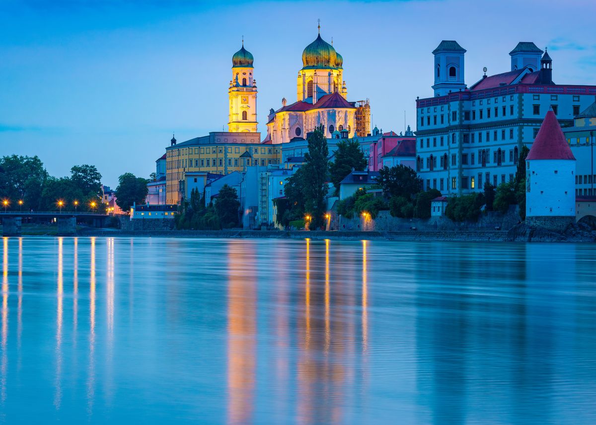 'Blue Hour in Passau' Poster, picture, metal print, paint by Martin ...