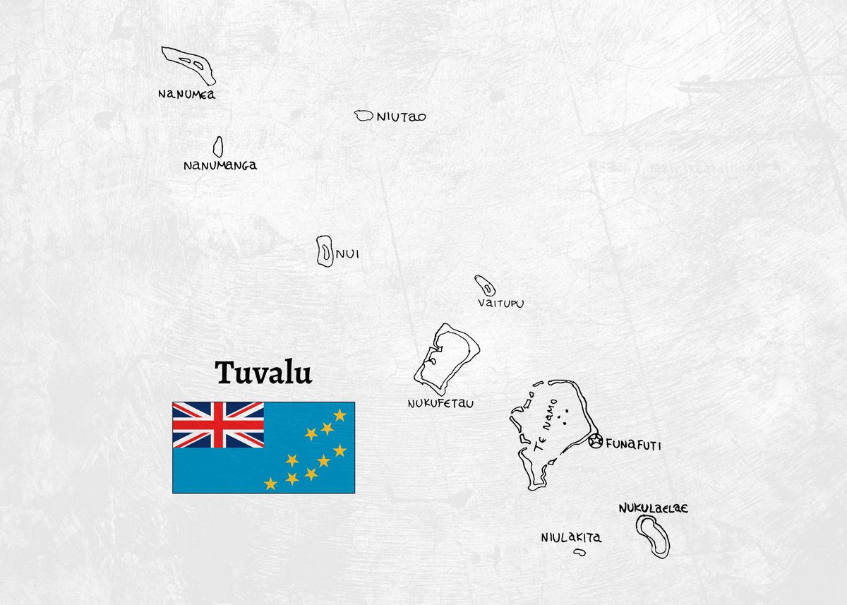 'Handdrawn Tuvalu Map' Poster, picture, metal print, paint by Angelos ...