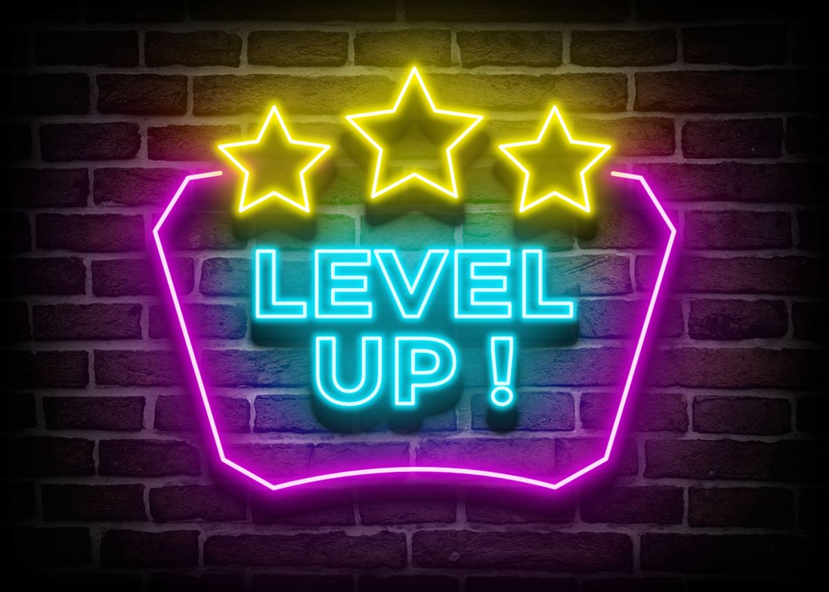 'Level Up Neon' Poster, picture, metal print, paint by CRAFTSSSTUDIO ...