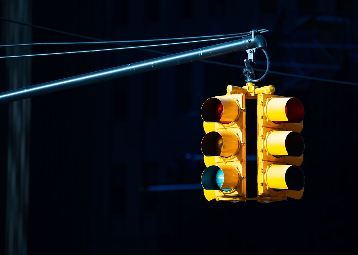 'American traffic light USA' Poster, picture, metal print, paint by ...