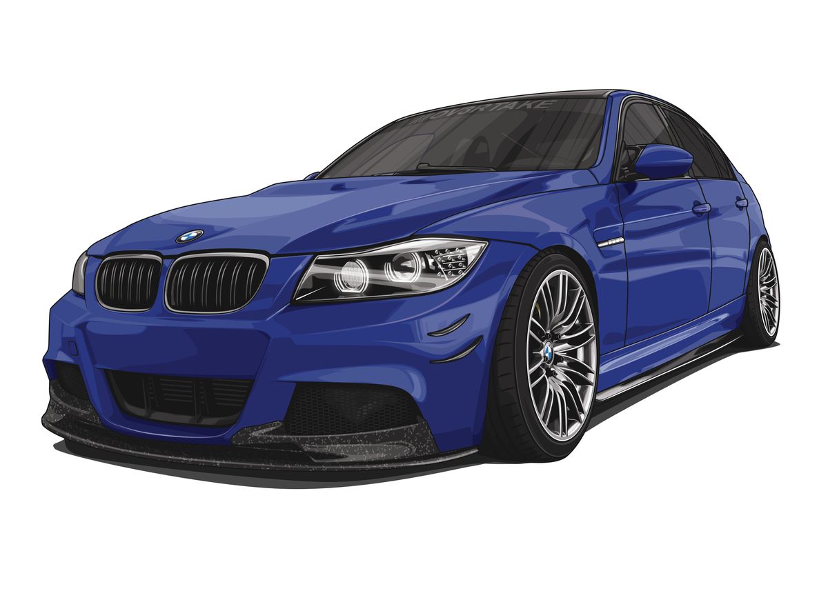 'BMW E90 Blue Static' Poster, picture, metal print, paint by ...