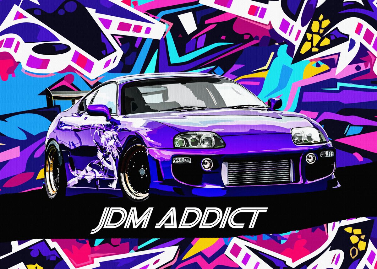 'crazy jdm retro car' Poster, picture, metal print, paint by shohib ...