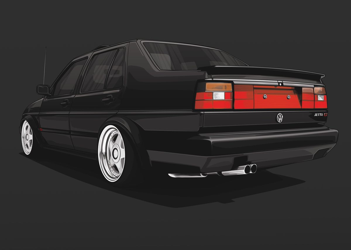 'VW Jetta MK2 GT 16V Rear' Poster, picture, metal print, paint by ...