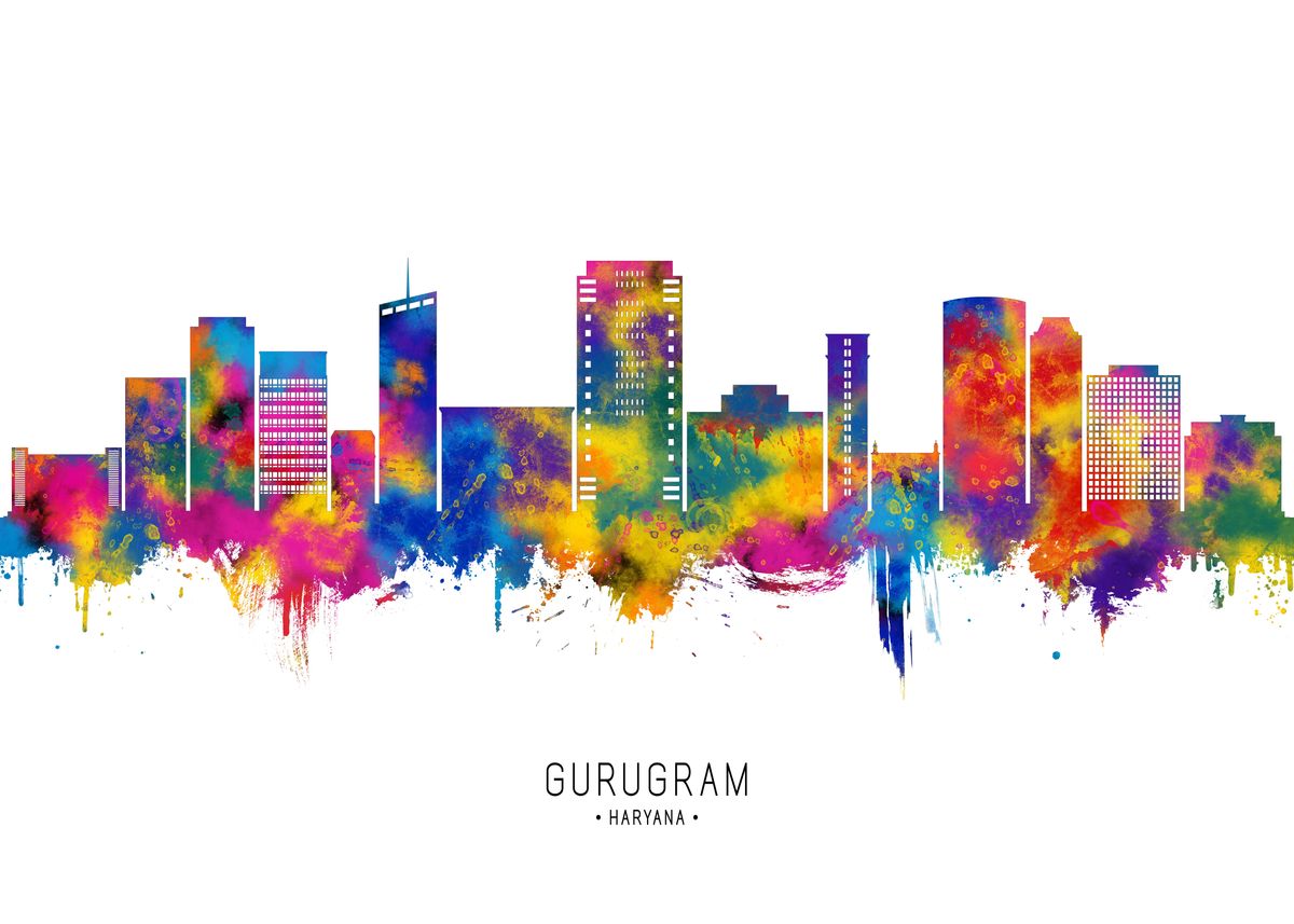 'Gurgaon Haryana Skyline' Poster, picture, metal print, paint by ...
