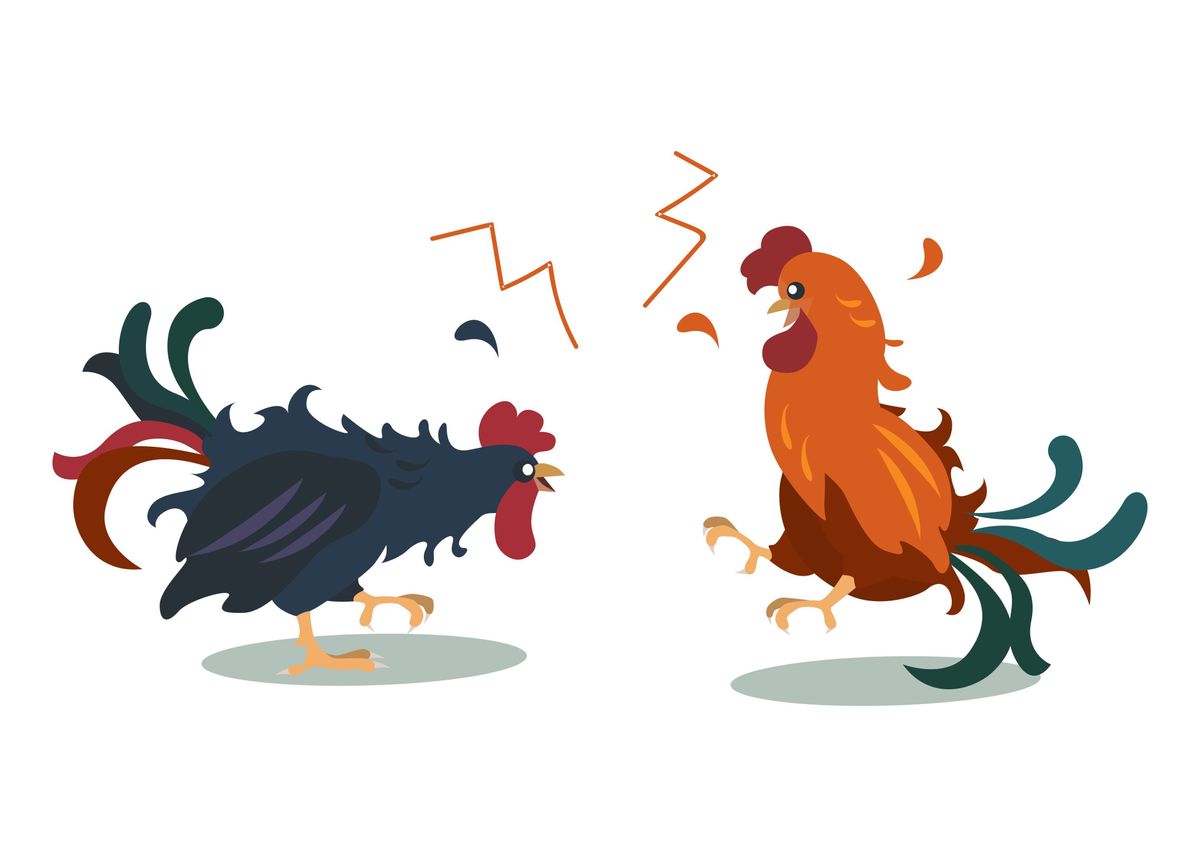 'Rooster Fight' Poster, picture, metal print, paint by Dede Wiradinata ...