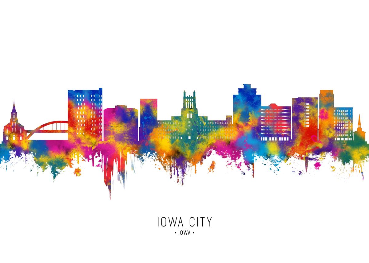 'Iowa City Iowa Skyline' Poster, picture, metal print, paint by Towseef ...