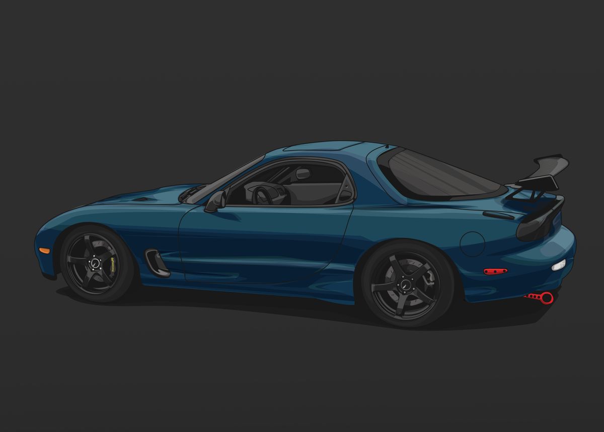 'Mazda RX7 FD JDM' Poster, picture, metal print, paint by POWERDRAWINGS ...