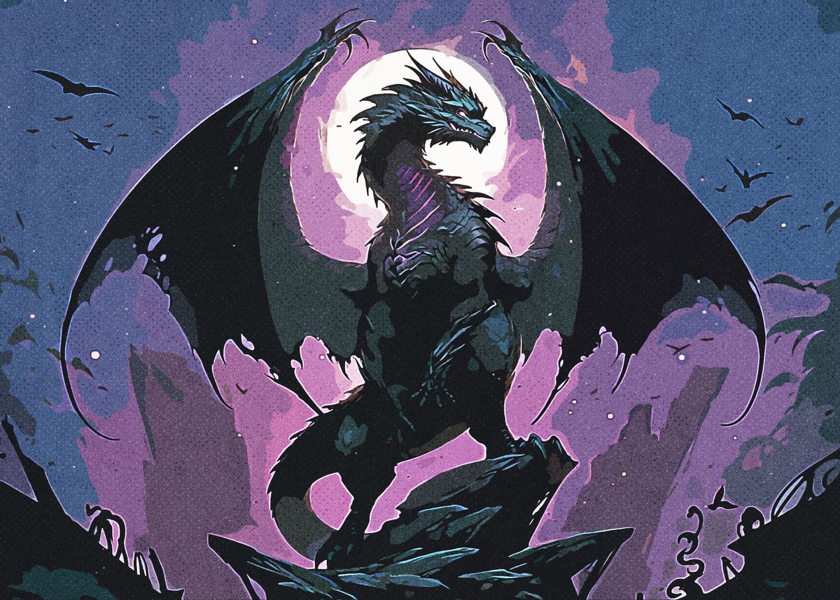 'Dragon Vintage' Poster, picture, metal print, paint by Coffee Design ...