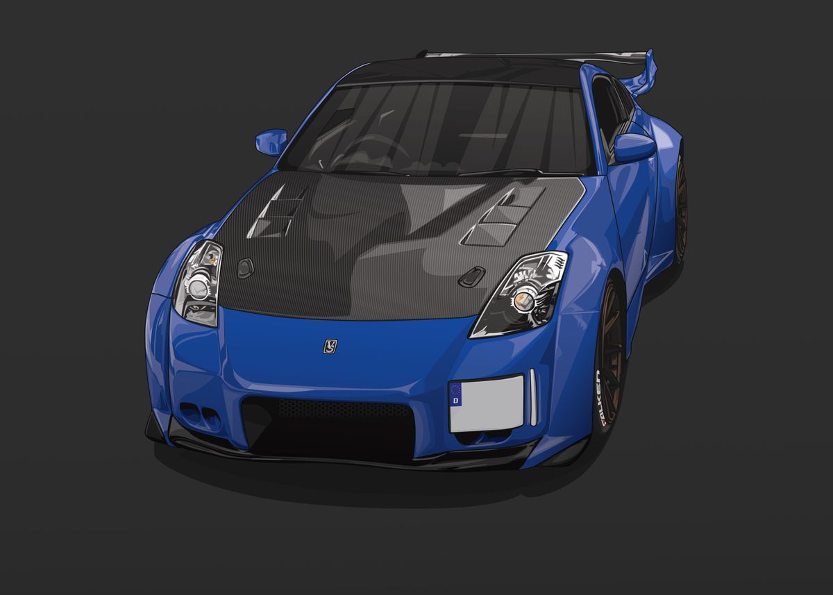 'Nissan 350Z Veilside Blue' Poster, picture, metal print, paint by ...