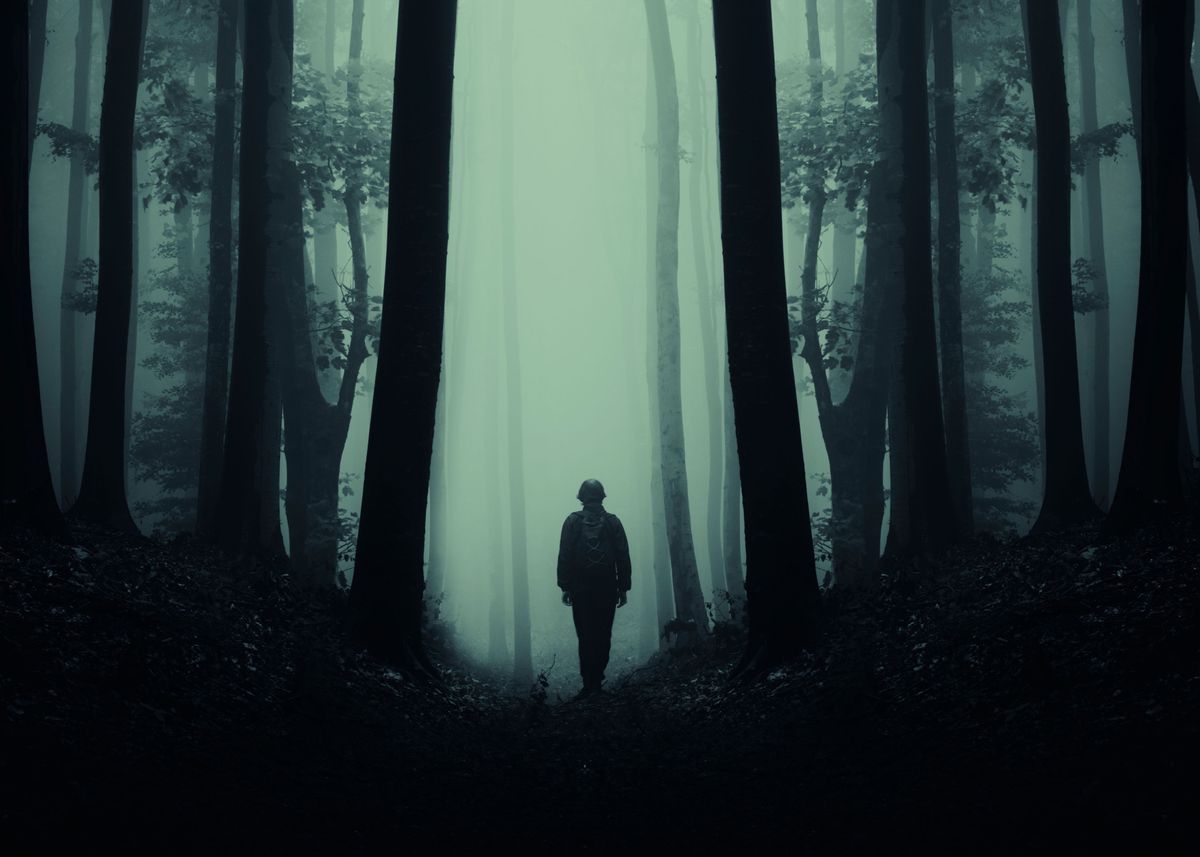 'a man alone in the forest' Poster, picture, metal print, paint by D A ...