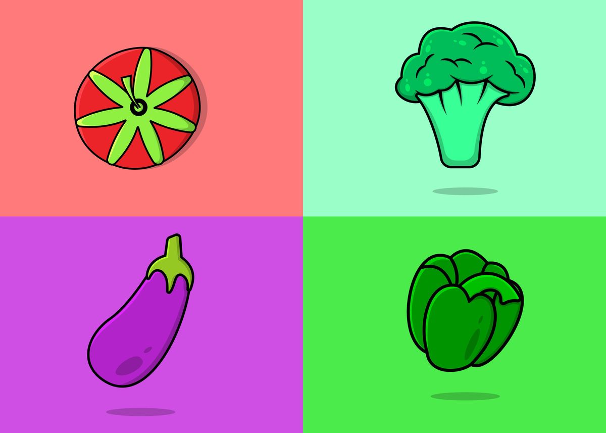 'Fresh Garden Vegetables ' Poster, picture, metal print, paint by Ahsan ...