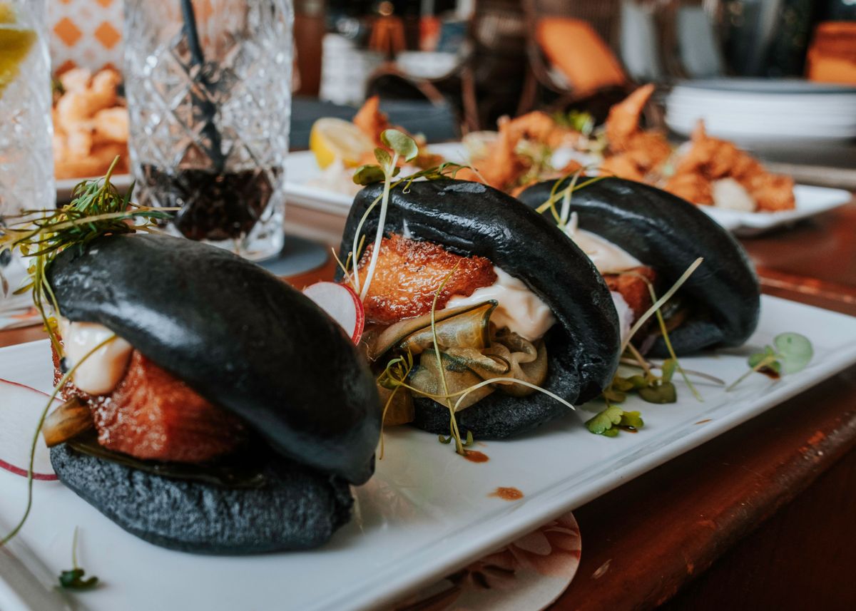 'Black Boa buns on plate' Poster, picture, metal print, paint by Ingrid ...