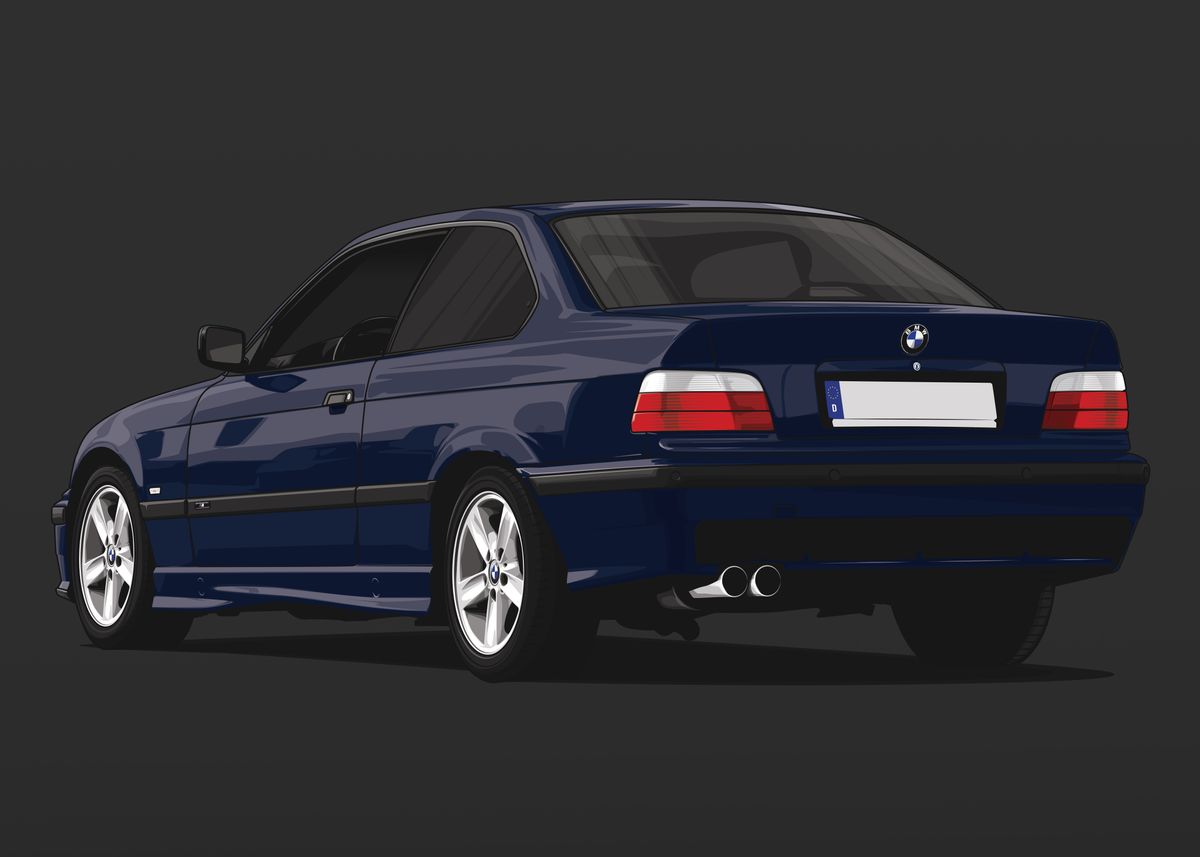 'BMW E36 328i Coupe Blue' Poster, picture, metal print, paint by ...