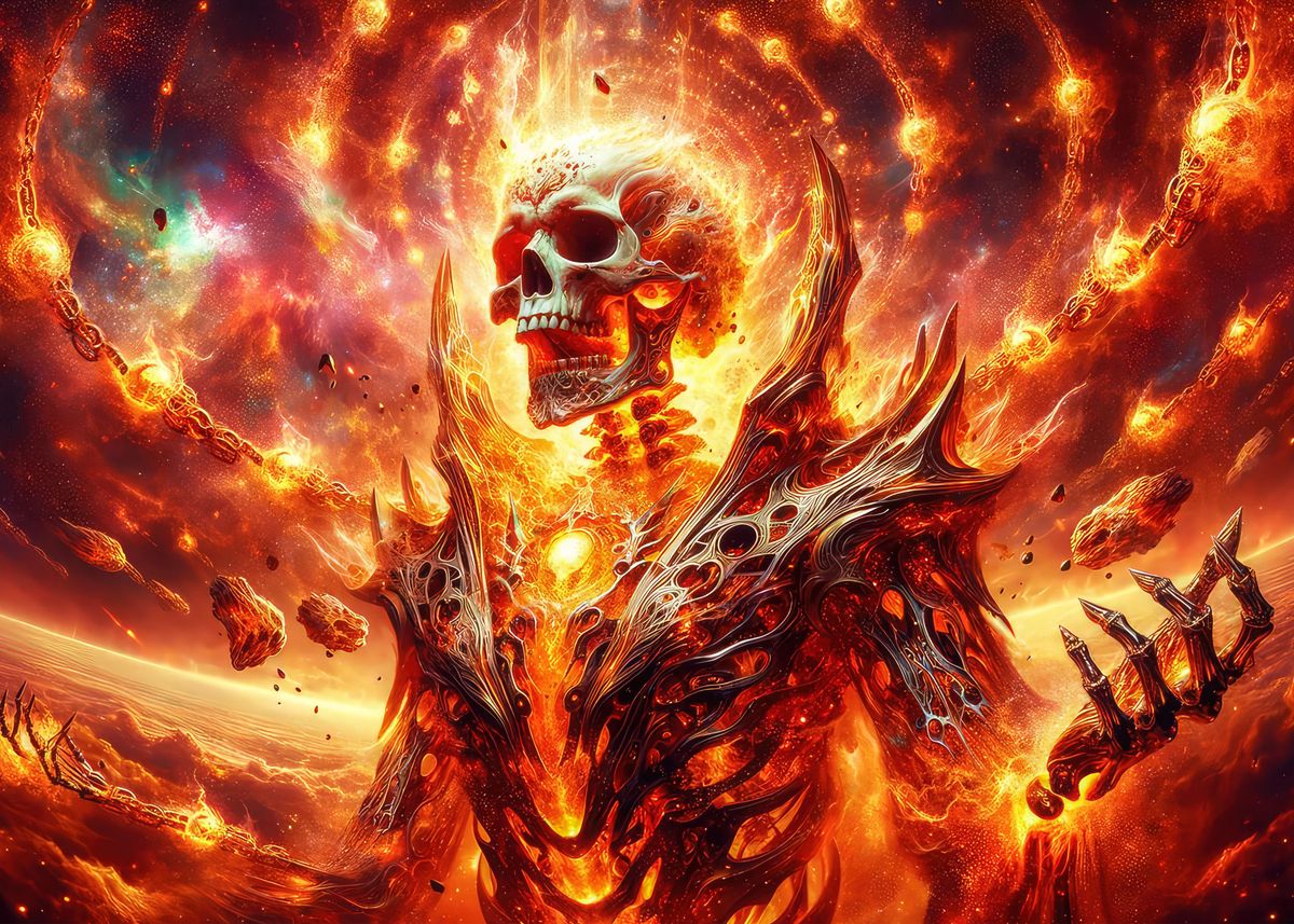 'Inferno Skeleton' Poster, picture, metal print, paint by Xi Designs ...