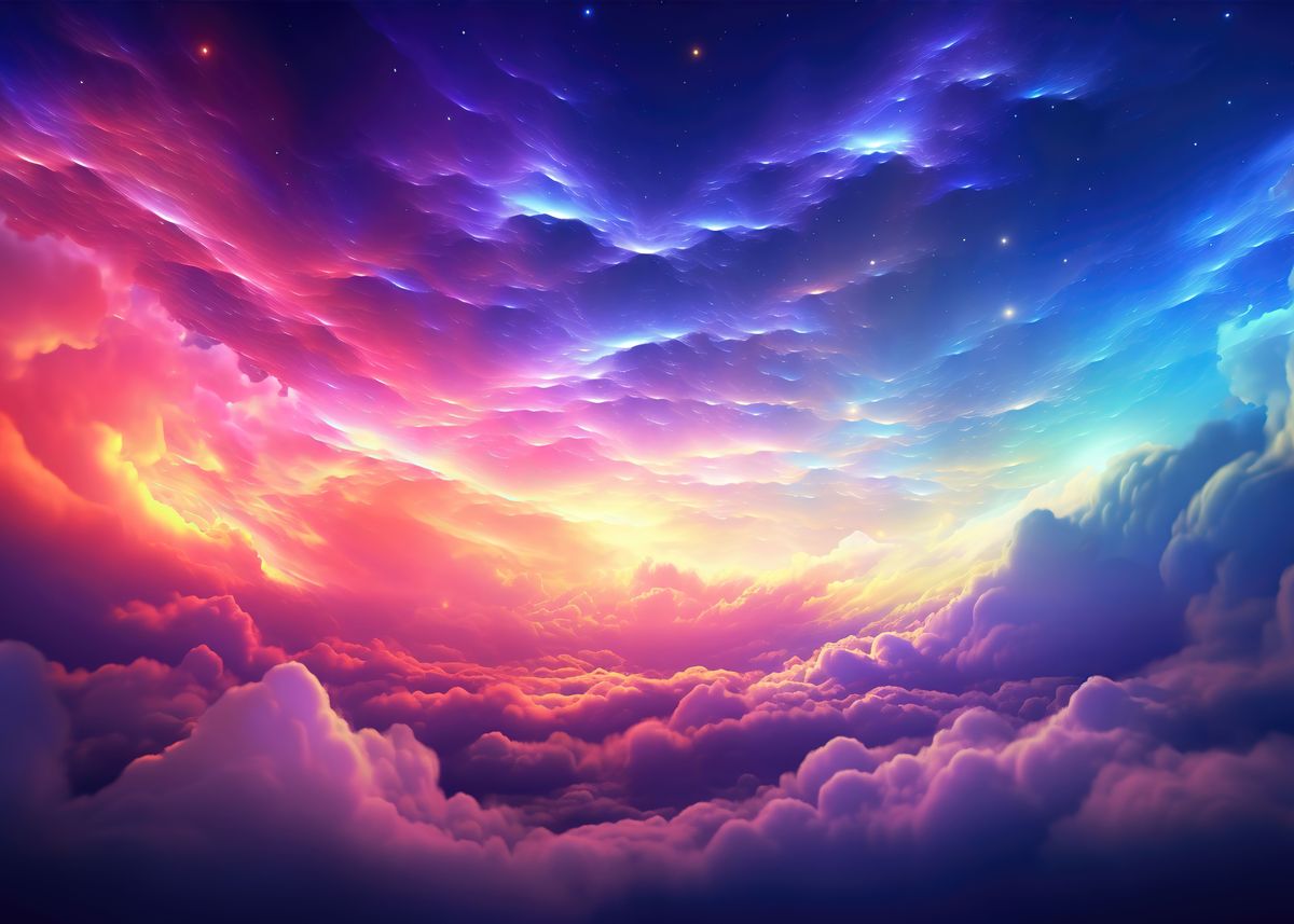 'Enchanted Cloud Veils' Poster, picture, metal print, paint by MulletMonkey | Displate