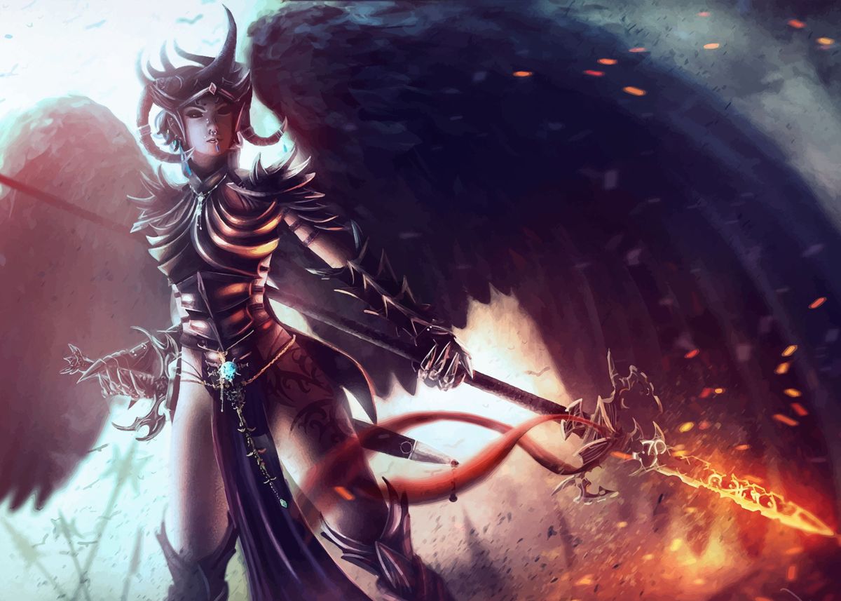 'Demon Angel' Poster, picture, metal print, paint by Gareett | Displate