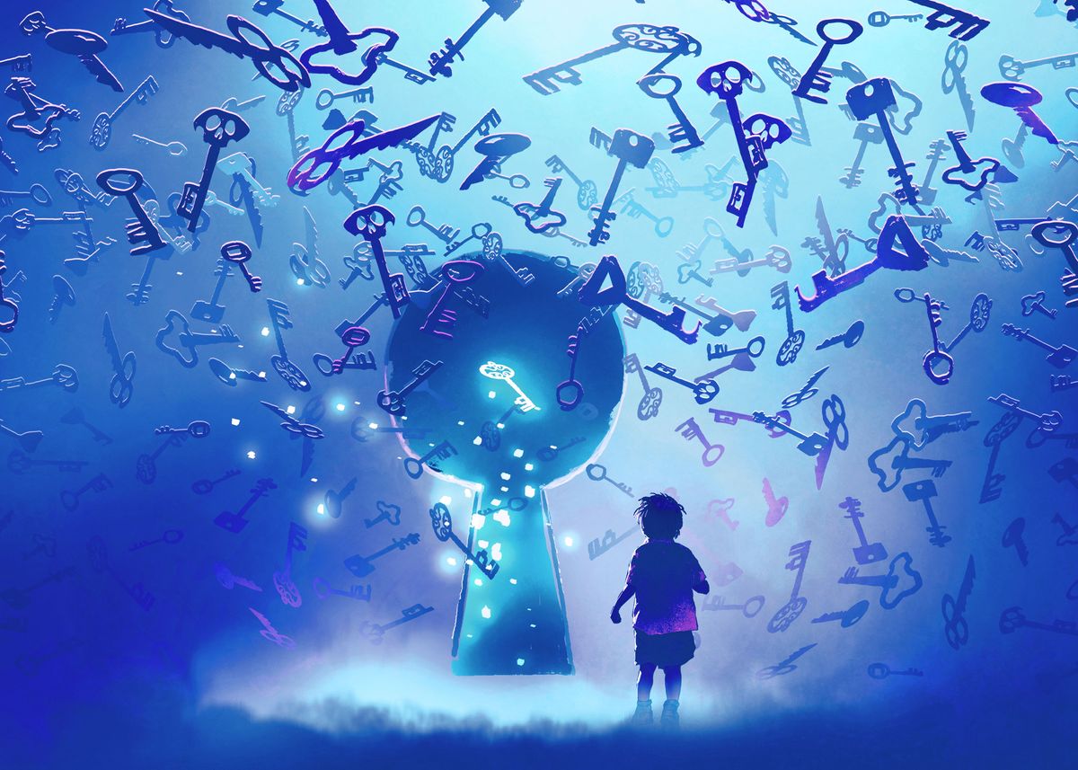 'Little Boy and Keyhole' Poster, picture, metal print, paint by Jihana ...