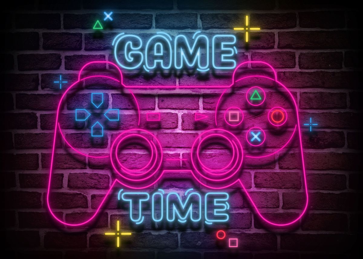 'Game Time Neon' Poster, picture, metal print, paint by CRAFTSSSTUDIO ...