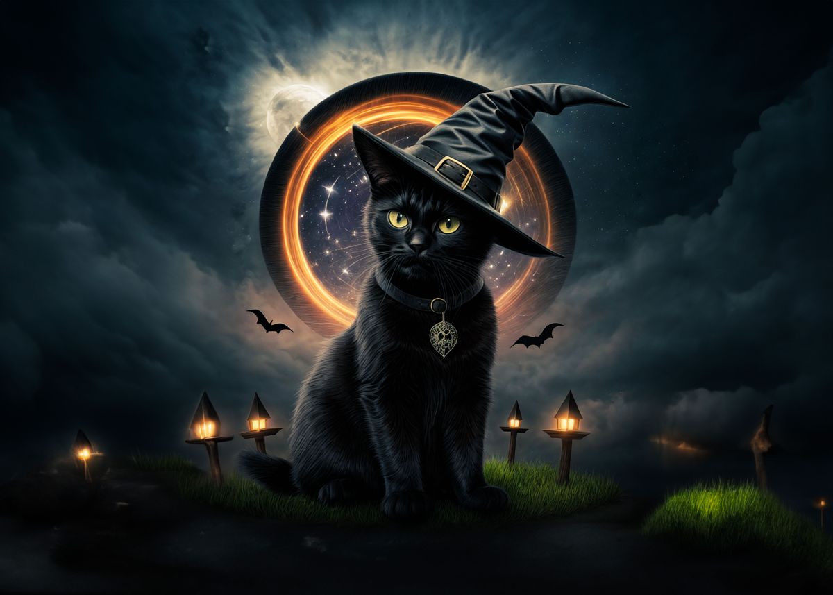 'Black Cat Magic' Poster, picture, metal print, paint by Alex Butler ...
