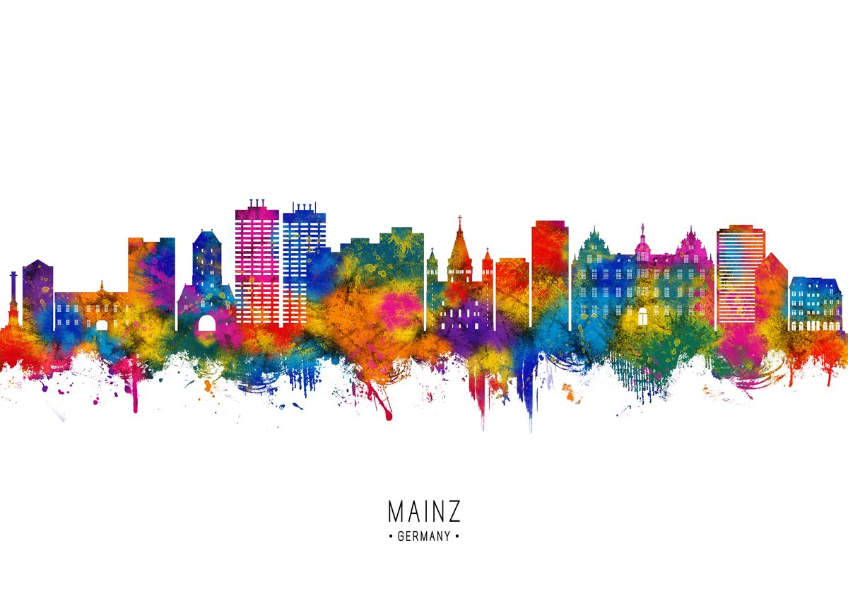 'Mainz Germany Skyline' Poster, picture, metal print, paint by Towseef ...