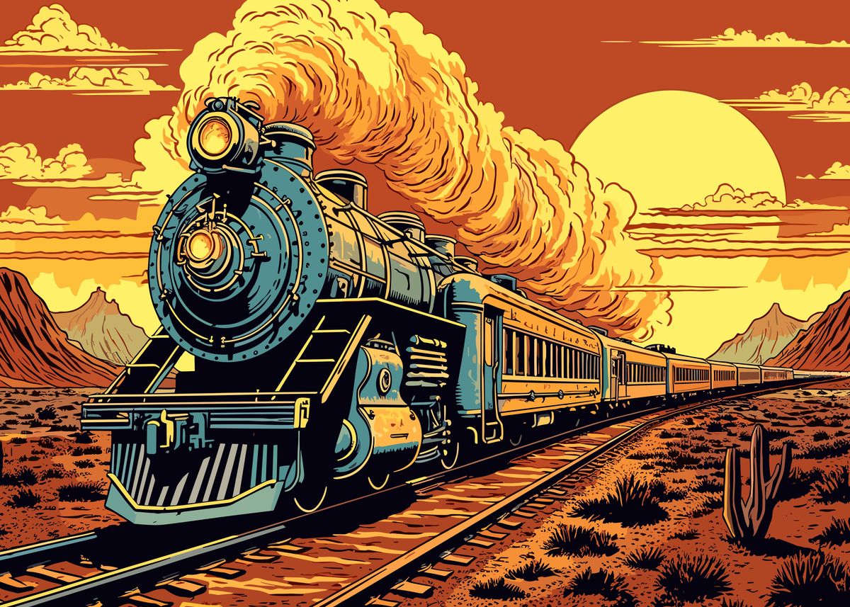'Old Train' Poster, picture, metal print, paint by MICHELLE RHOADS ...