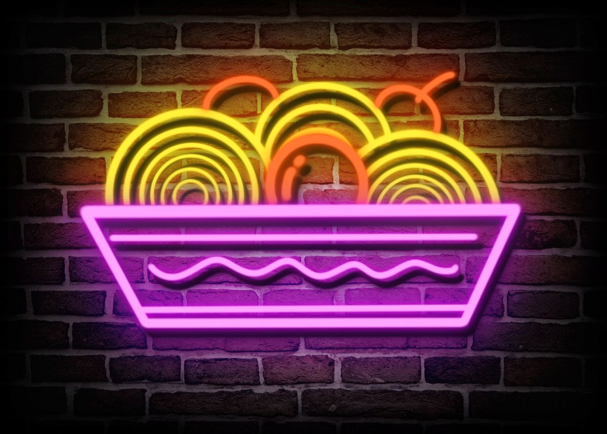 'Pasta Neon' Poster, picture, metal print, paint by CRAFTSSSTUDIO ...