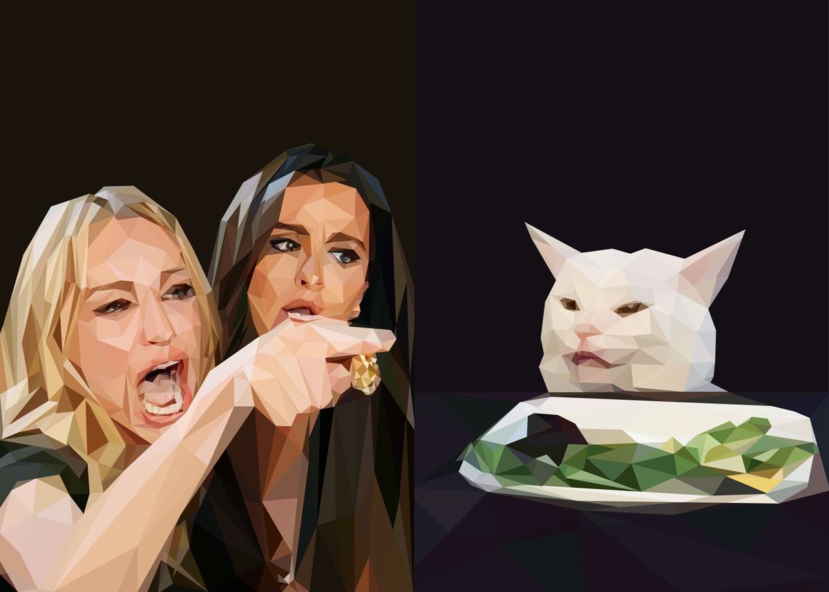 'woman yelling at cat meme' Poster, picture, metal print, paint by ...