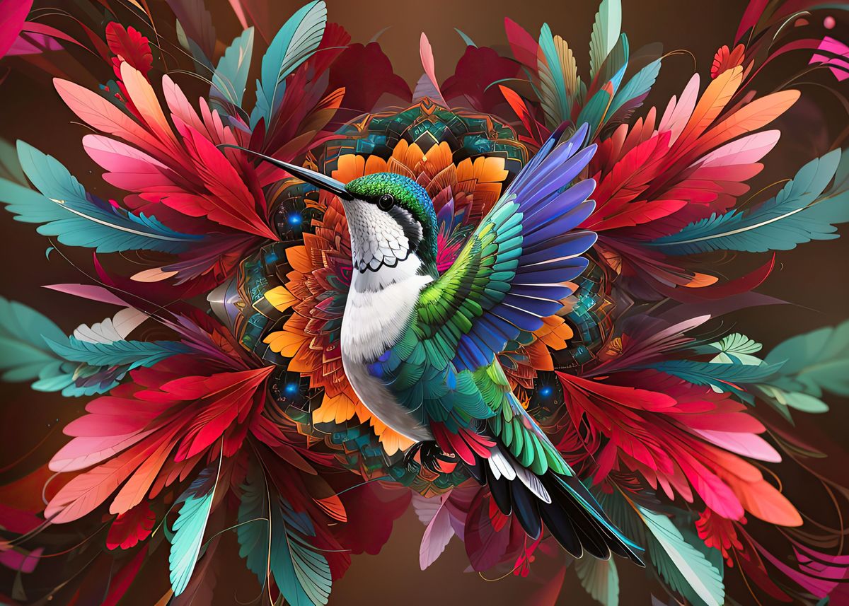 'Colorful Hummingbird' Poster, picture, metal print, paint by Michael ...