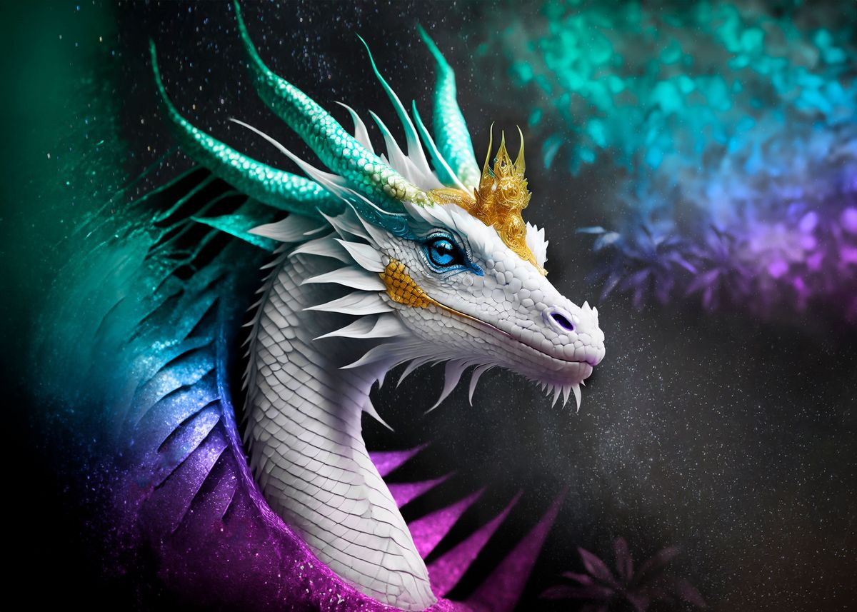 'The White Dragon queen' Poster, picture, metal print, paint by Fátima ...