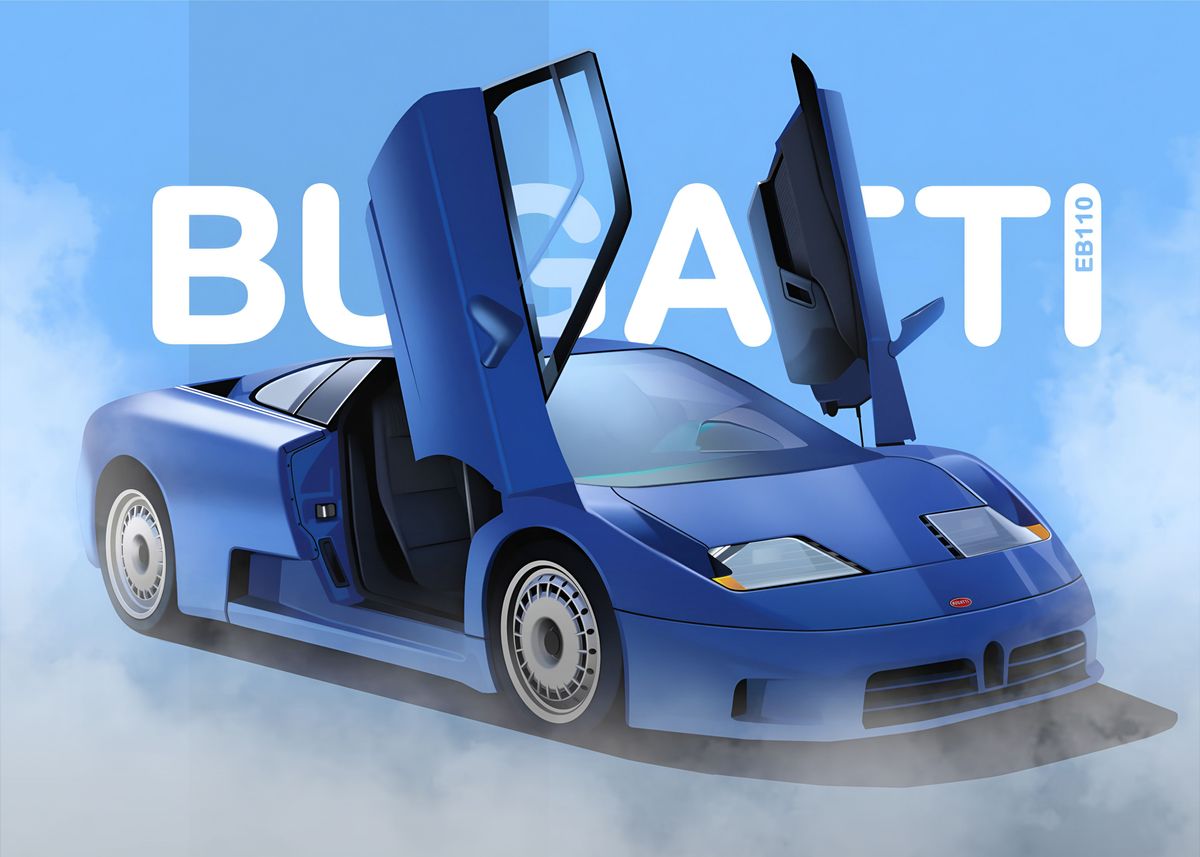 'BUGATTI EB 110' Poster, picture, metal print, paint by Nex Project ...