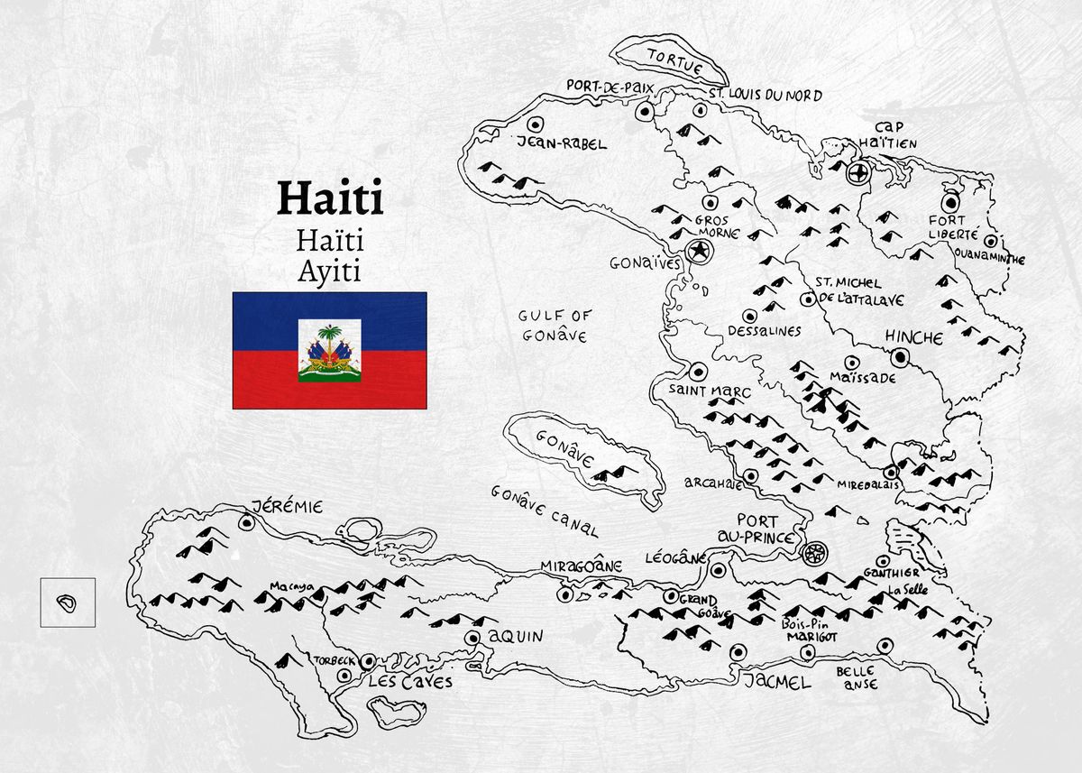 'Handdrawn Haiti Map' Poster, picture, metal print, paint by Angelos ...
