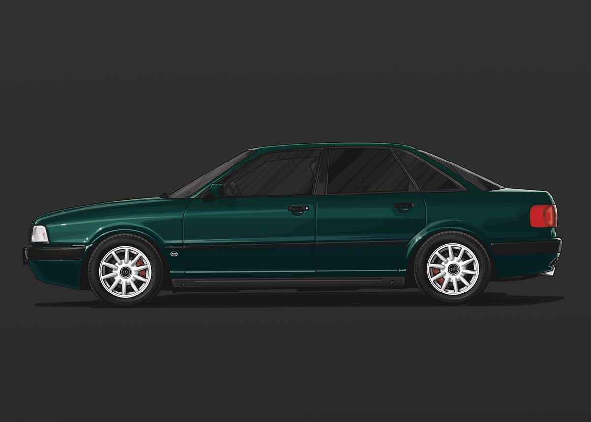 'Audi 80 B4 Green Side' Poster, picture, metal print, paint by ...