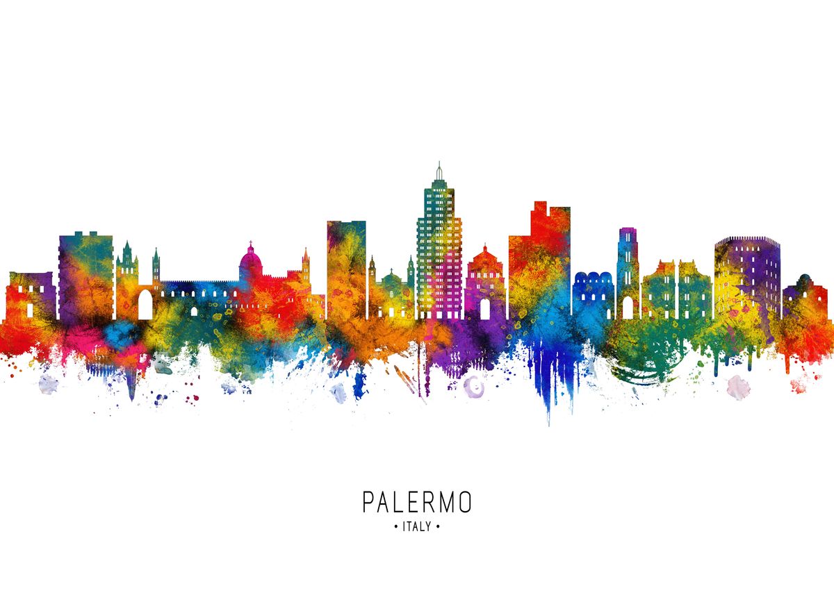 'Palermo Italy Skyline' Poster, picture, metal print, paint by Towseef ...
