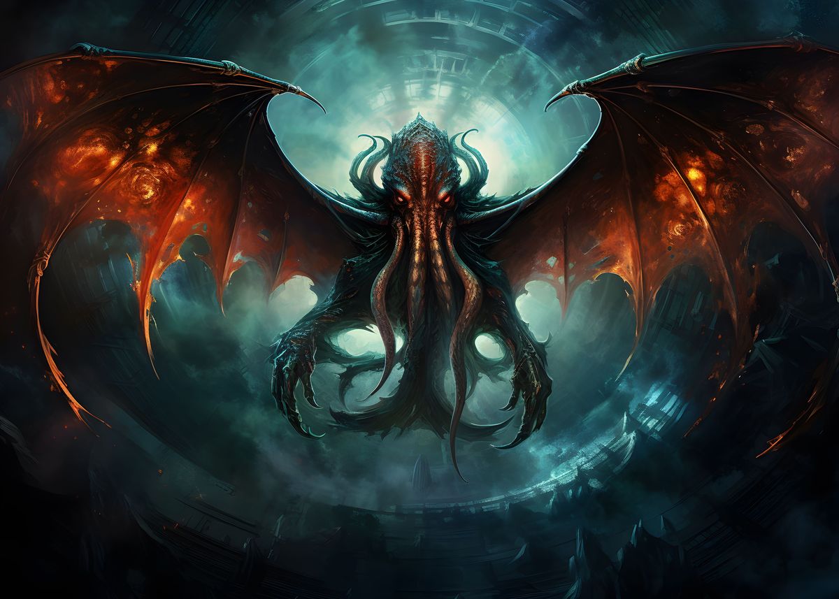 'Cthulhu Flying In Space' Poster, picture, metal print, paint by ...
