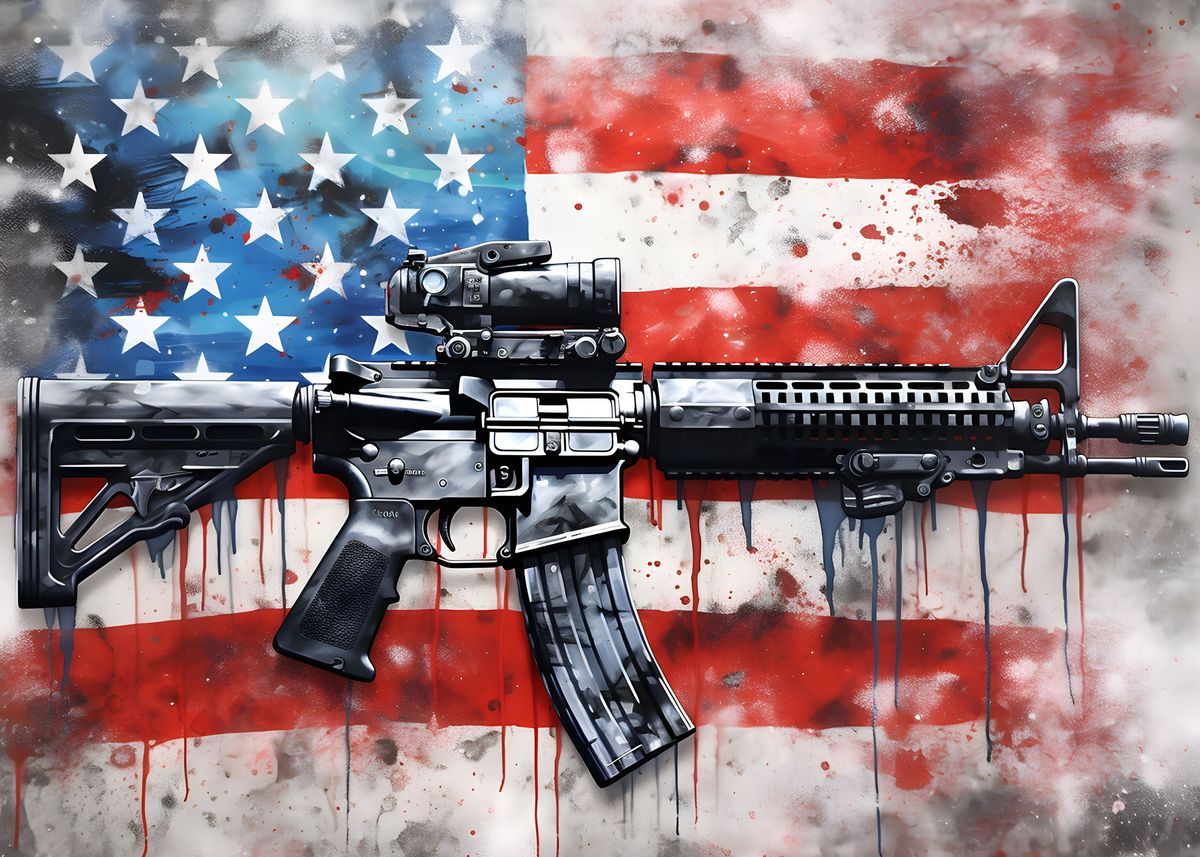 'USA Rifle Gun Rights' Poster, picture, metal print, paint by Amazing ...