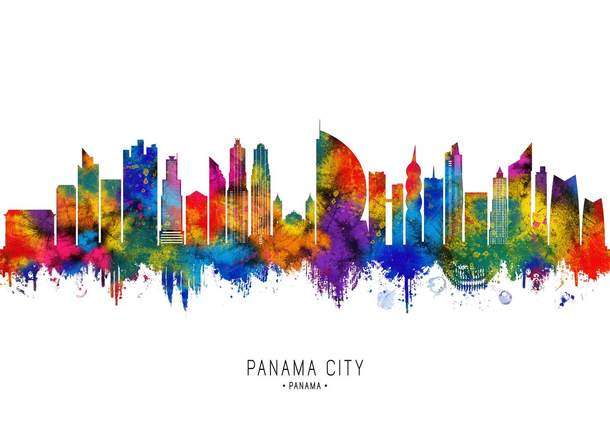'Panama City Panama Skyline' Poster, picture, metal print, paint by ...
